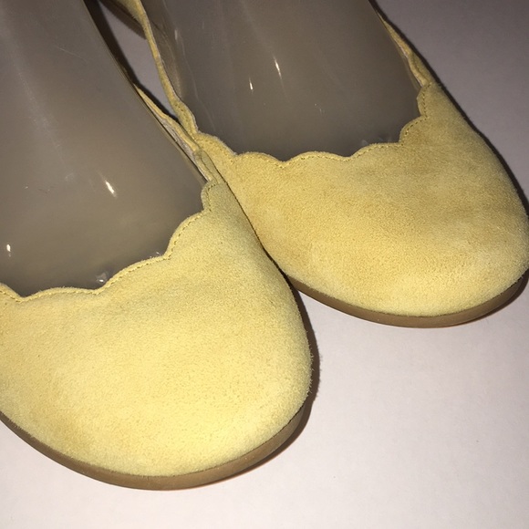 Boden | Shoes | Boden Pale Yellow Suede Scalloped Edge Flats | Poshmark